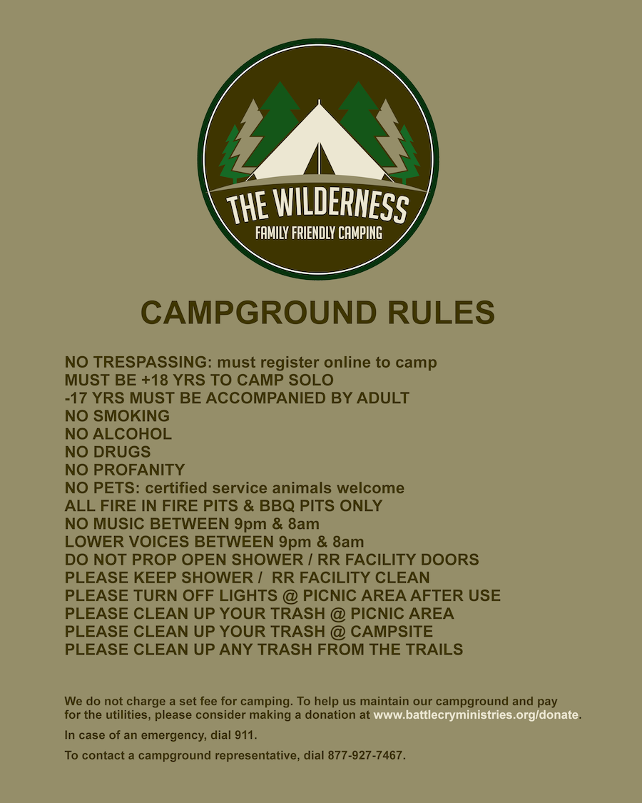 The Wilderness Rules and FAQ's | Battle Cry Ministries